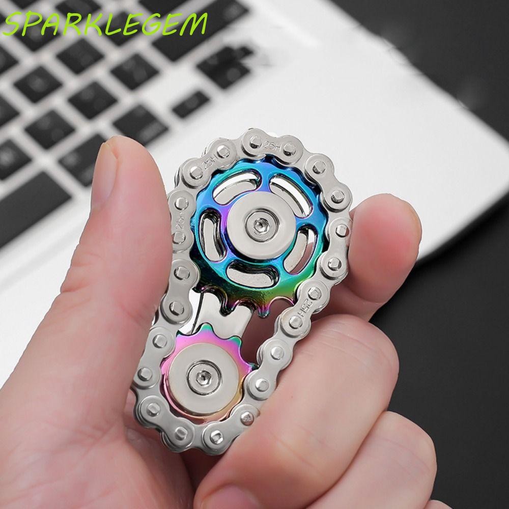 Sparklegem Fidget Spinner, โซ่เกียร์ Gyroscope Hand Spinner Chain Gear ...