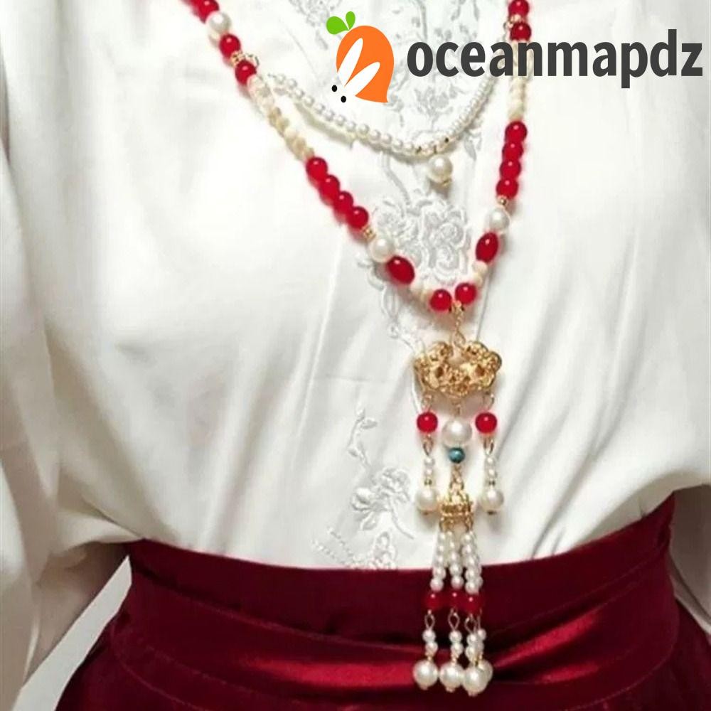Oceanmapdz Hanfu Ruyi จี้, โลตัสดอกไม้ชาติพันธุ์ม้าใบหน้ากระโปรงสร้อยคอ, วินเทจสไตล์จีน Tang ...
