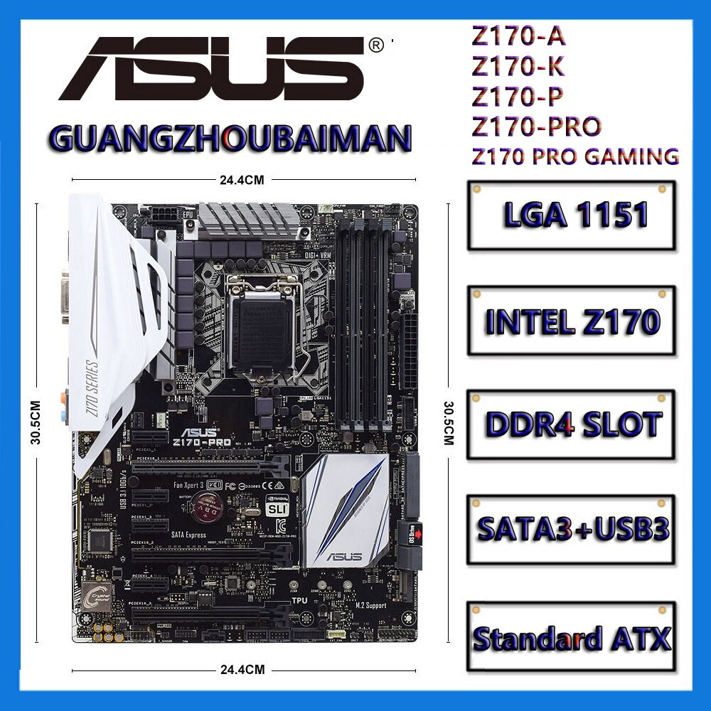 Asus Z170M-PLUS H170M-PLUS Z170-A/-P/-K/Z170 PRO GAMING 1151 เมนบอร์ด DDR4 M2 NVME HDMI ATX ...