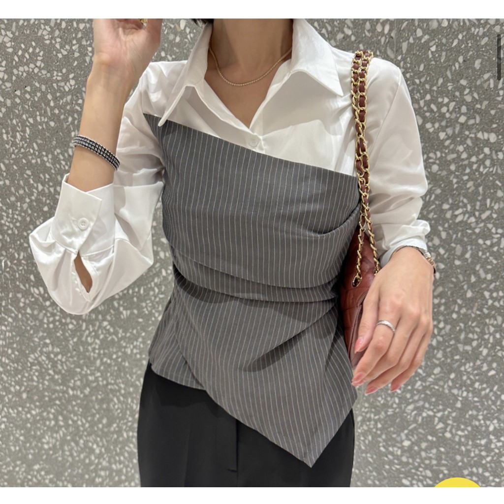 เสื้อเชิ้ตสไตล์เกาหลีเย็บลายผิดปกติ Huan Guan Jia Ji t1bc | Shopee Thailand