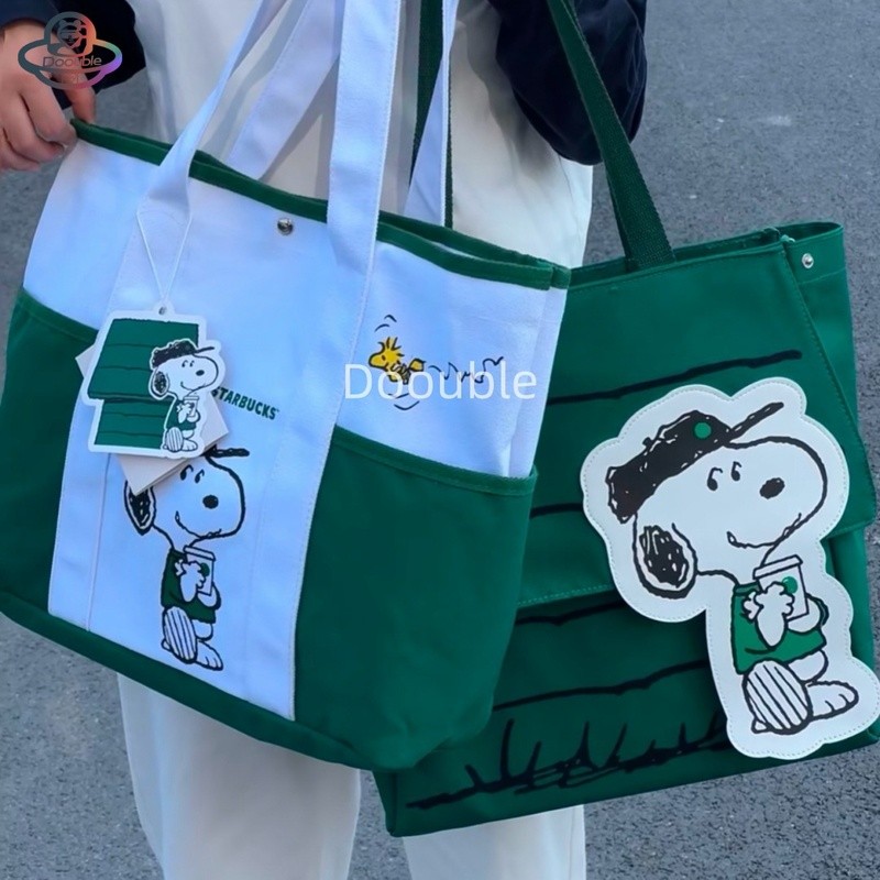 Starbucks x Snoopy Collab Tote Bag - Large Canvas Commute Organizer ...