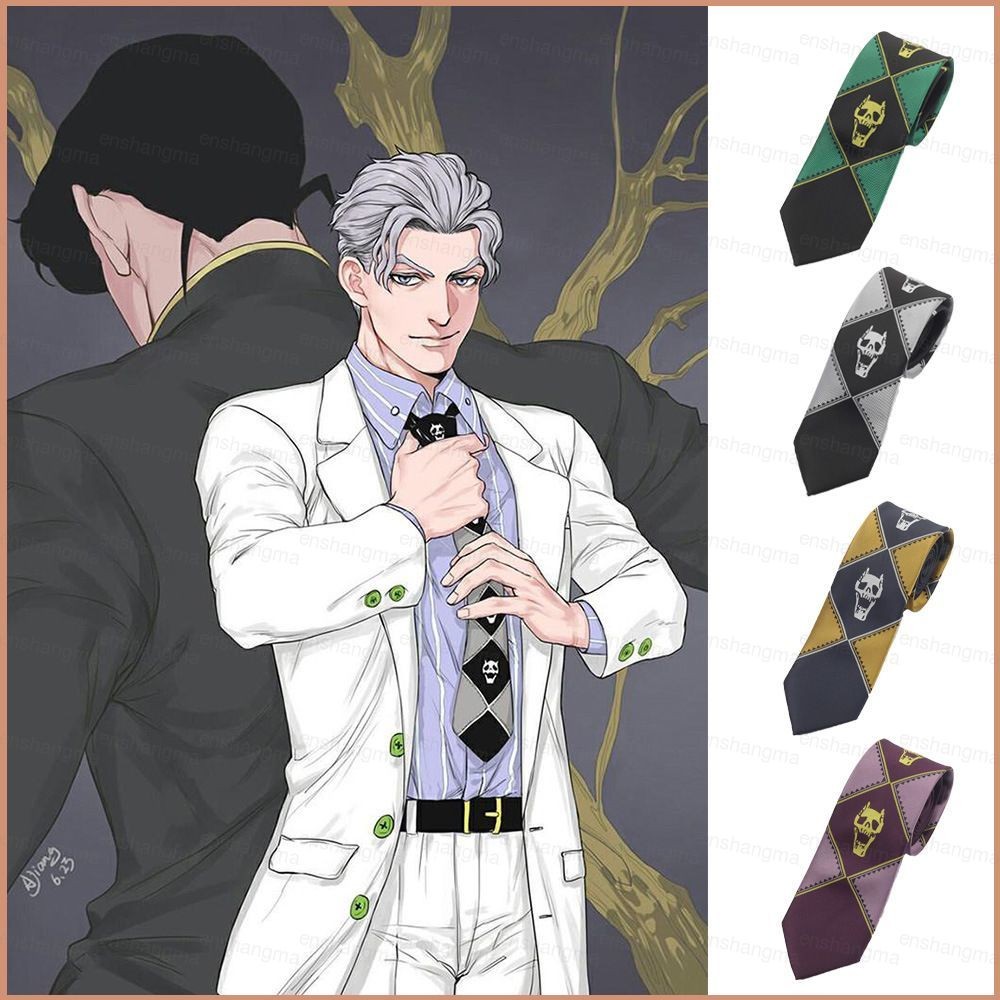 Ps2 Jojo Bizarre Adventure Tie เนคไท KILLER QUEEN Kira Yoshikage Skull ...