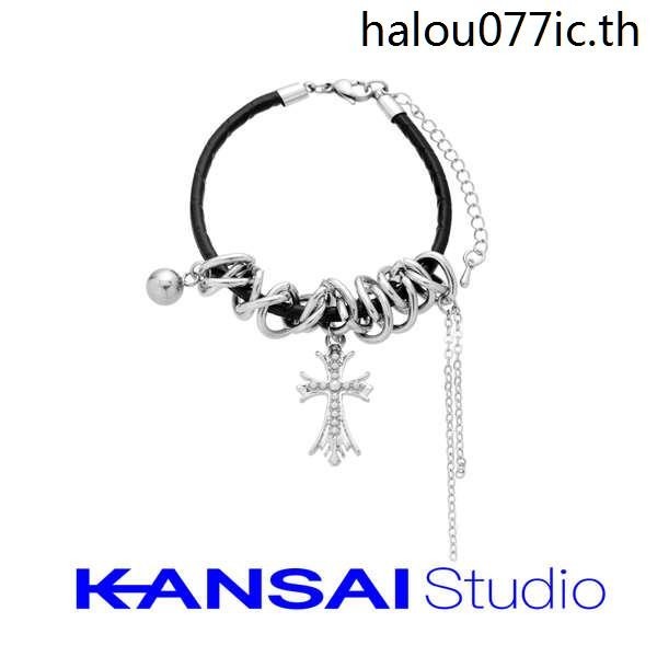 Kansai Cross พู ่ สร ้ อยข ้ อมือหนังหญิง Niche Cool สไตล ์ Punk สไตล ์ Retro อารมณ ์ Cool อินเท ...