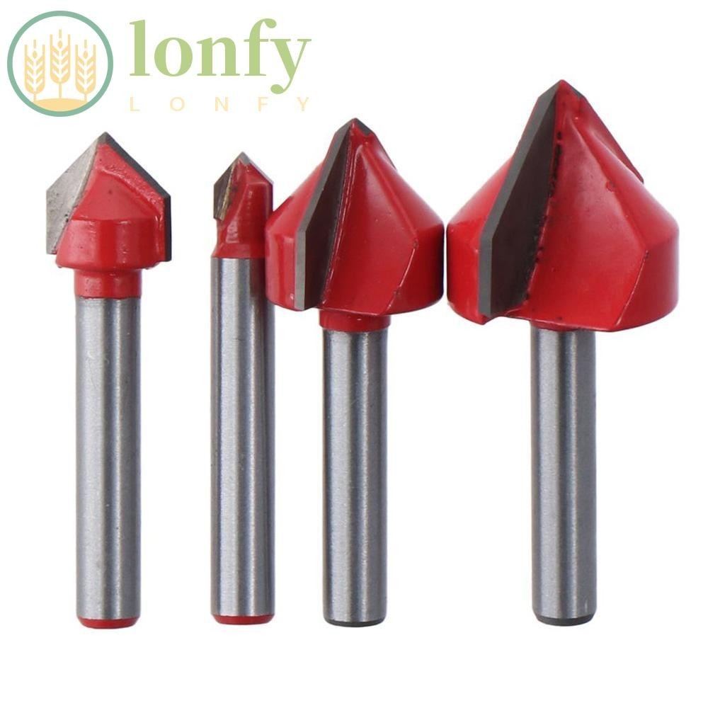 Lonfy V Groove, 1/4 นิ้ว Shank 90 องศา Router Bits, Hard Chamfer Bevel ...