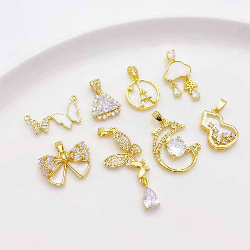 18k Gold-Packed สี Retention ฝัง Shell Gourd Dolphin ผีเสื้อจี้ขนาดเล็ก ...