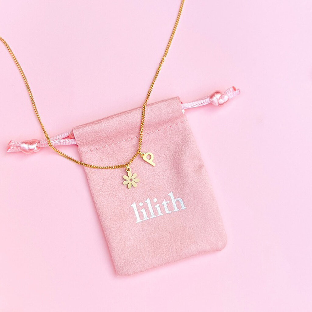 Lilith - Tiny Alphabet w/ flower charm (gold) | Shopee Thailand