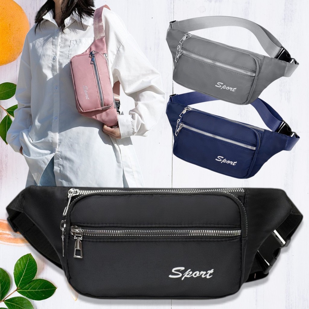 (w271) กระเป๋าคาดอก คาดเอว ผ้าไนล่อน แต่งซิปเงินทั้งใบ มี3ซิป | Shopee ...