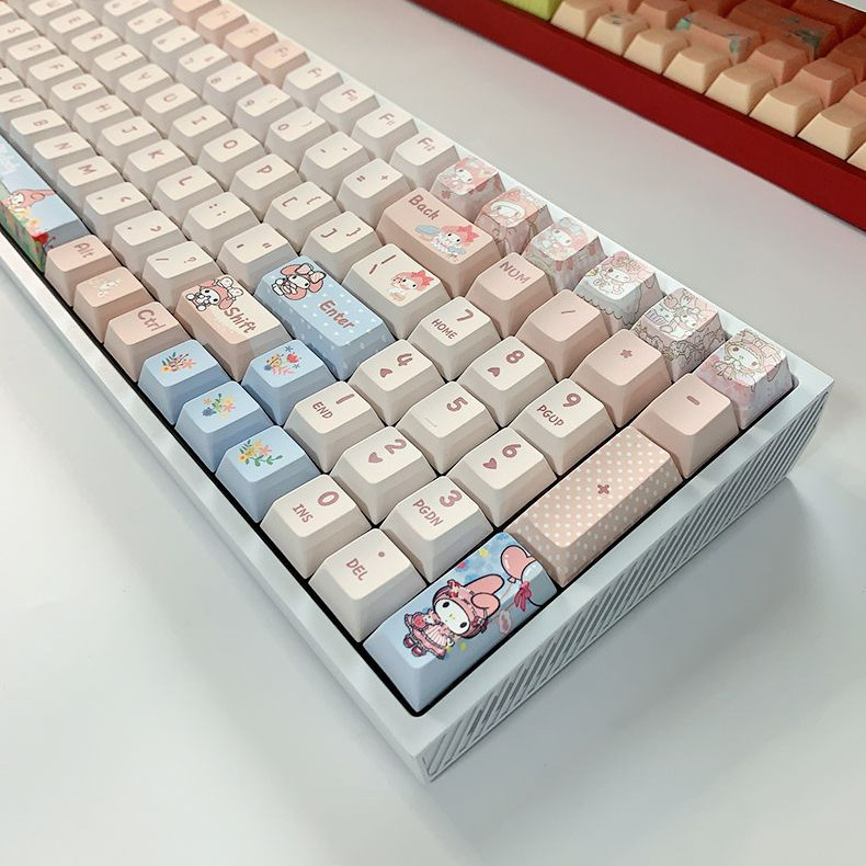 Sanrio Kuromi Cinnamoroll Keycaps เชอร์รี่/XDA/MDA โปรไฟล์ PBT 137 คีย์ ...