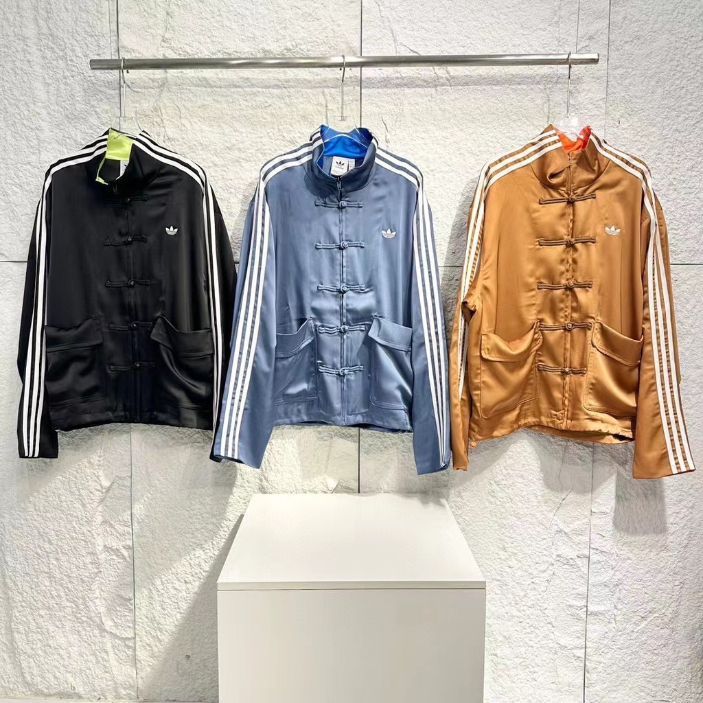 Adidas Originals SS24 Men 's Tang Dynasty Plate Button Stripe Long ...