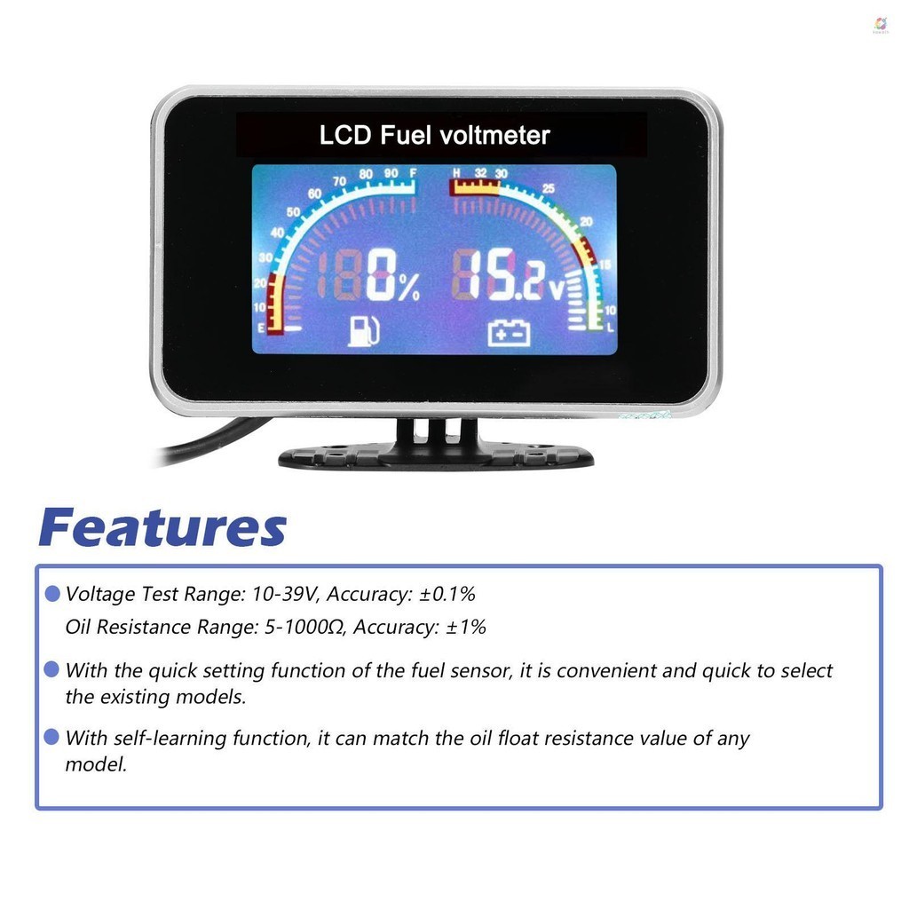 Kawath 2-in-1 LCD รถดิจิตอลระดับน ้ ํามันเชื ้ อเพลิงวัดโวลต ์ มิเตอร ์ ...