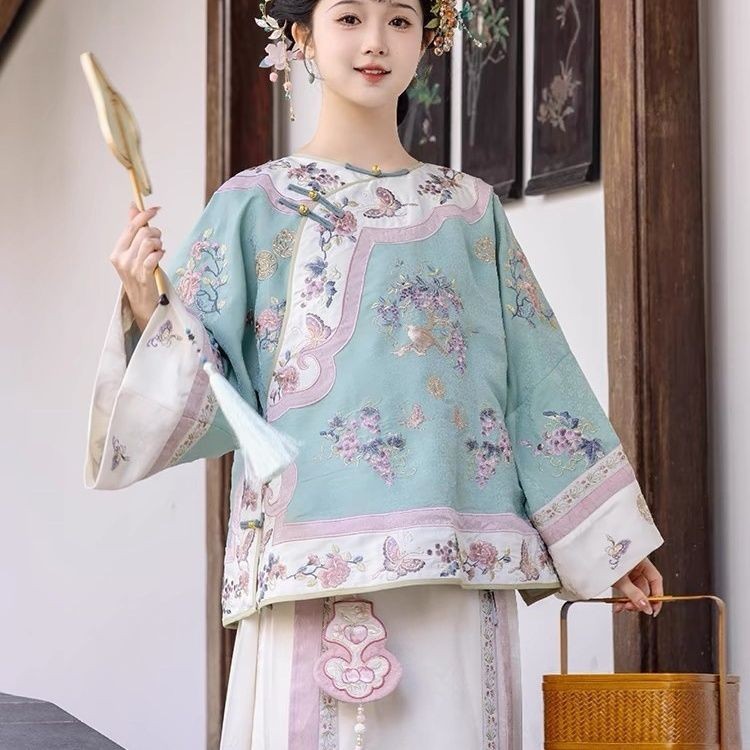 Chuandai Time Lanruo Qingjia Wanfu สองสี Heavy Industry Recovery พิมพ์เสื้อกั๊ก Cheongsuit ชุด ...