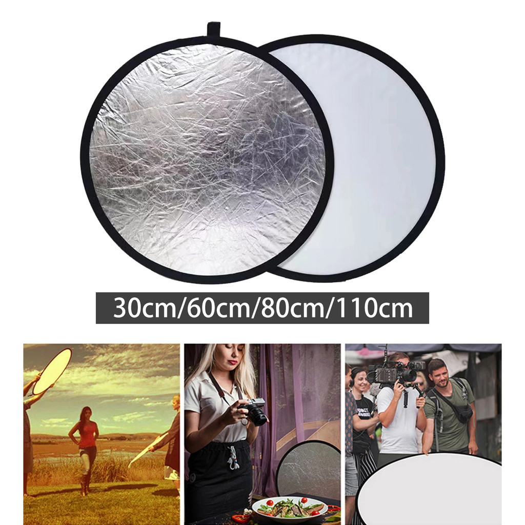 Photography 30cm/60cm/80cm/110cm 2 in 1 Sliver & White Reflector Photo ...