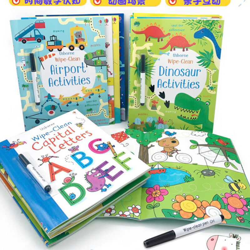 หนังสือกิจกรรม Usborne wipe clean Activity Book หัดเขียน หัดลากเส้น ...