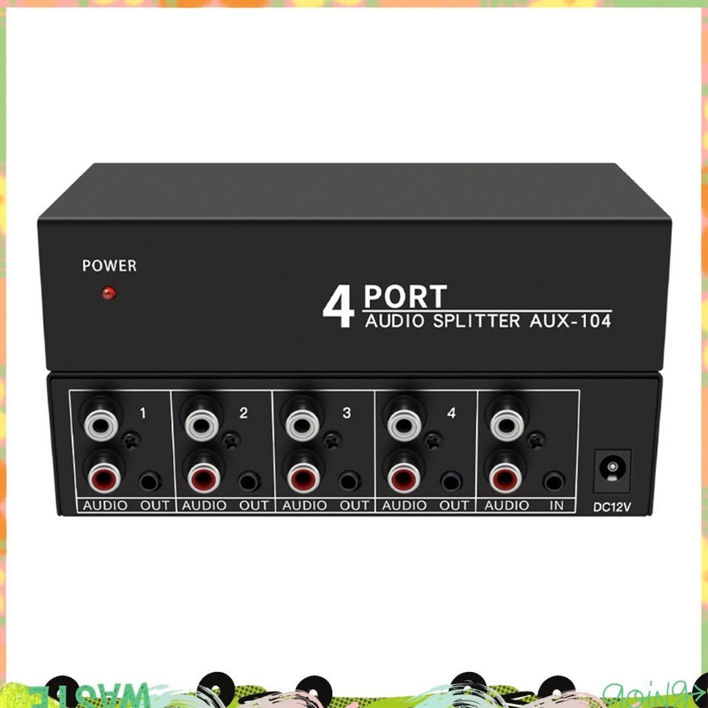 Audio Splitter 1 in 4 Out L/R Aux Stereo Audio Splitter 1X4 Audio ...