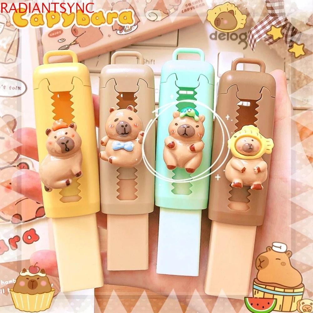 Radiantsync Capybara Eraser, Retractable แบบพกพา Push Pull Eraser, เครื่องเขียนความงาม Creative ...
