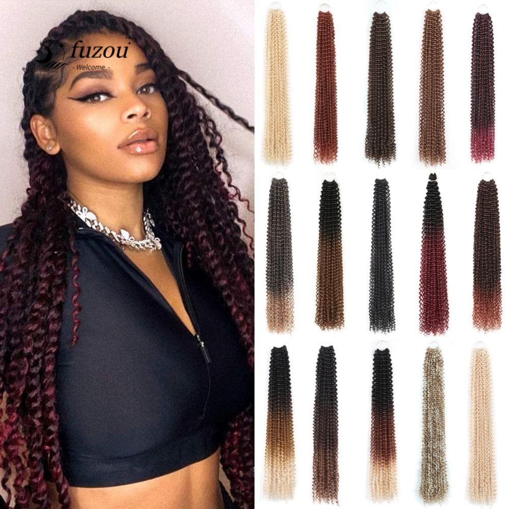 Fuzou 16Roots ฤดูใบไม้ผลิบิดโครเชต์ผม, Afro Curls Water Wave Passion ...
