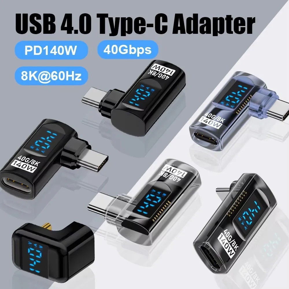 อะแดปเตอร์ USB Type C มุมขวา U-Shape Type C อะแดปเตอร์ 40Gbps Data ...