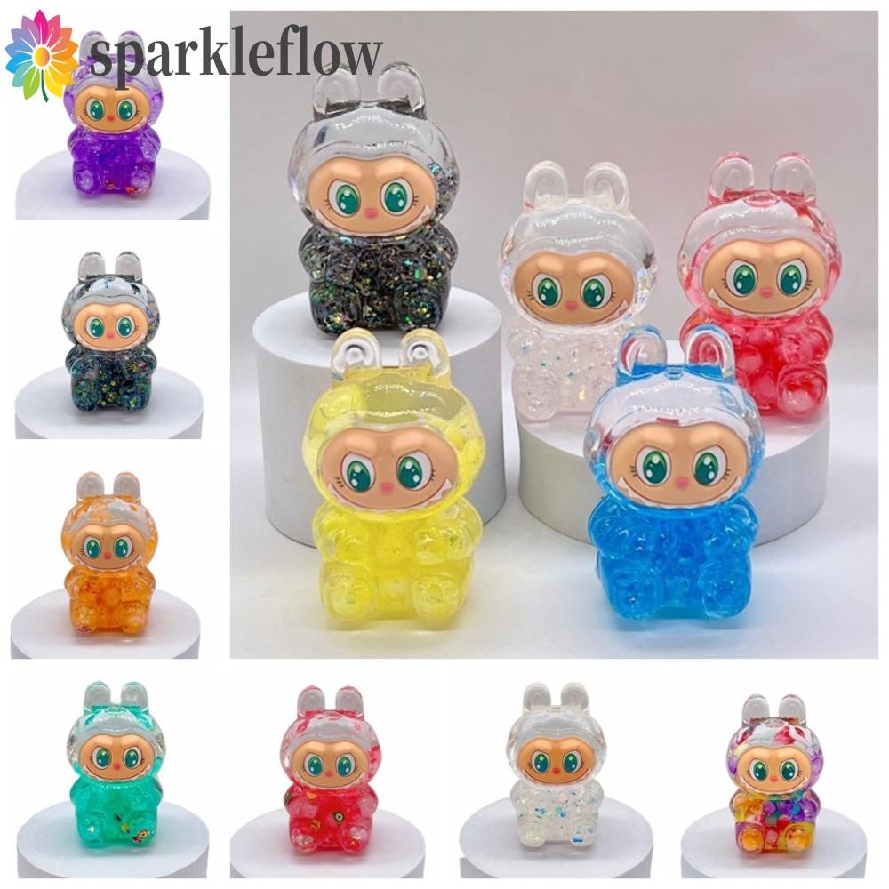 Sparkleflow Candy Color Labubu ตุ๊กตา, Mini Noctilucent การ์ตูนอะคริลิค ...