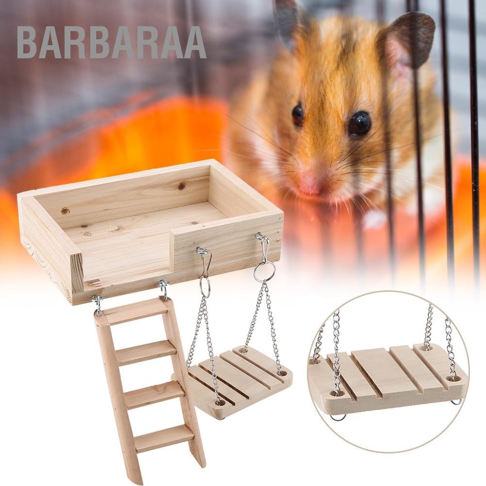 Barbaraa 3 ชิ้นไม้หนูแฮมสเตอร์คลานบันไดตลกแกว่งแพลตฟอร์มชุดของเล่น ...