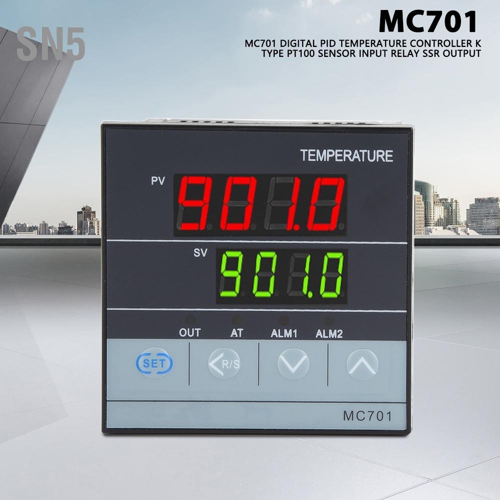 SN5 MC701 Digital PID Temperature Controller K ประเภท PT100 เซ็นเซอร์อินพุตรีเลย์ SSR เอาต์พุต ...