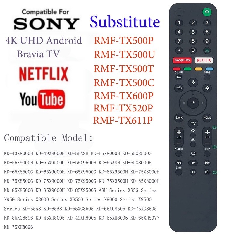 ใหม่ RMF-TX500P รีโมททดแทนสําหรับ Sony TV KD-43X8000H KD-49X8000H KD-49X8000H KD-55A8H KD ...