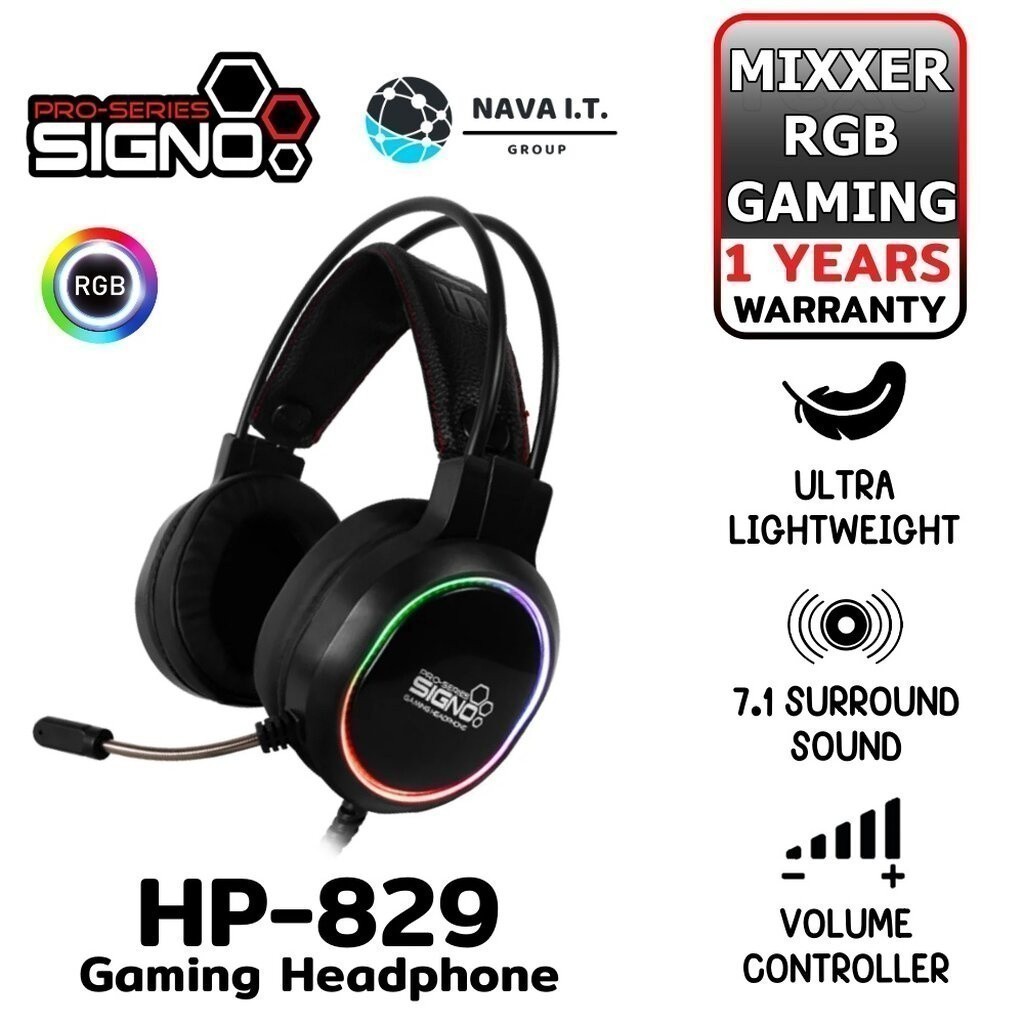 ⚡️กรุงเทพฯด่วน1ชั่วโมง⚡️ SIGNO HP-829 MIXXER RGB GAMING HEADSET 7.1(รับ ...