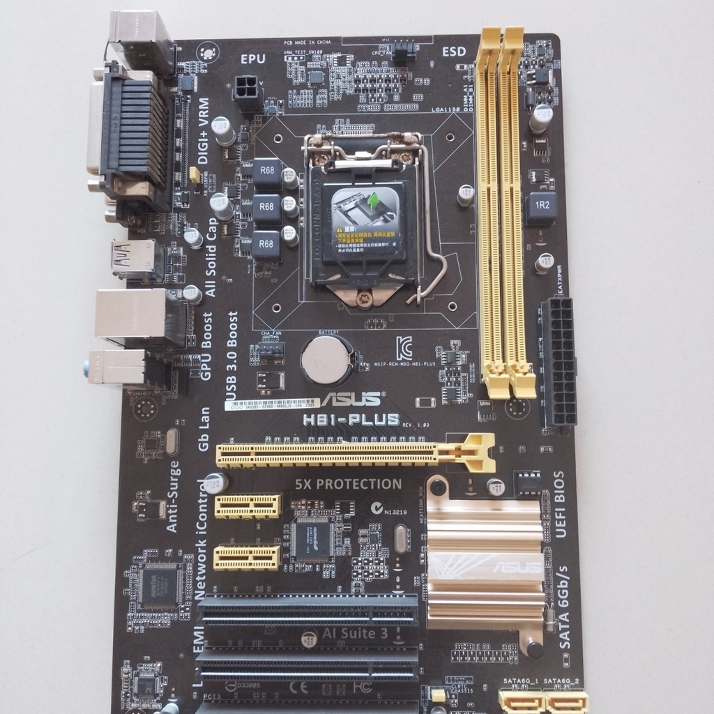เมนบอร์ด ASUS H81-PLUS รองรับโปรเซสเซอร์ DDR3 รุ่นที่ 4 หน่วยความจำ 9 พิน พอร์ตพิมพ์ PCI USB3.0 ...