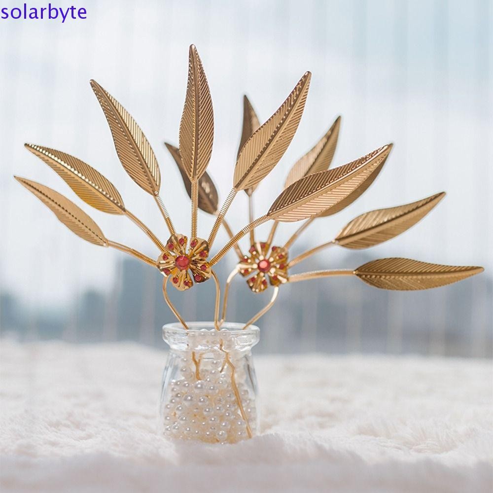 Solarbyte ไทย Headdress คลาสสิกโบราณโบราณ Hanfu Headwear Leaf ดอกไม้ชาติพันธุ์ Minorries ...