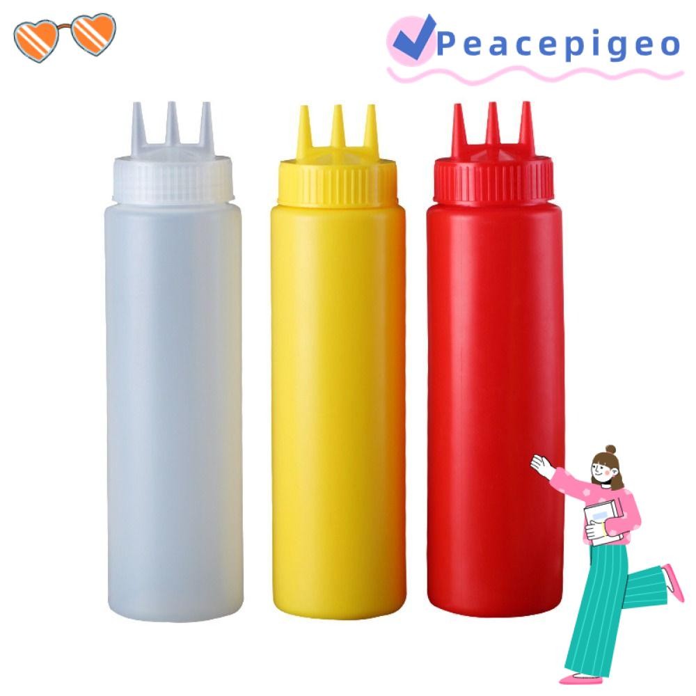 ขวดซอสบีบ PEACEPIGEO ขวดบีบจบการศึกษาพลาสติก สลัด 3 หัวฉีด เรือน้ําเกรวี่แบบบีบได้ | Shopee Thailand