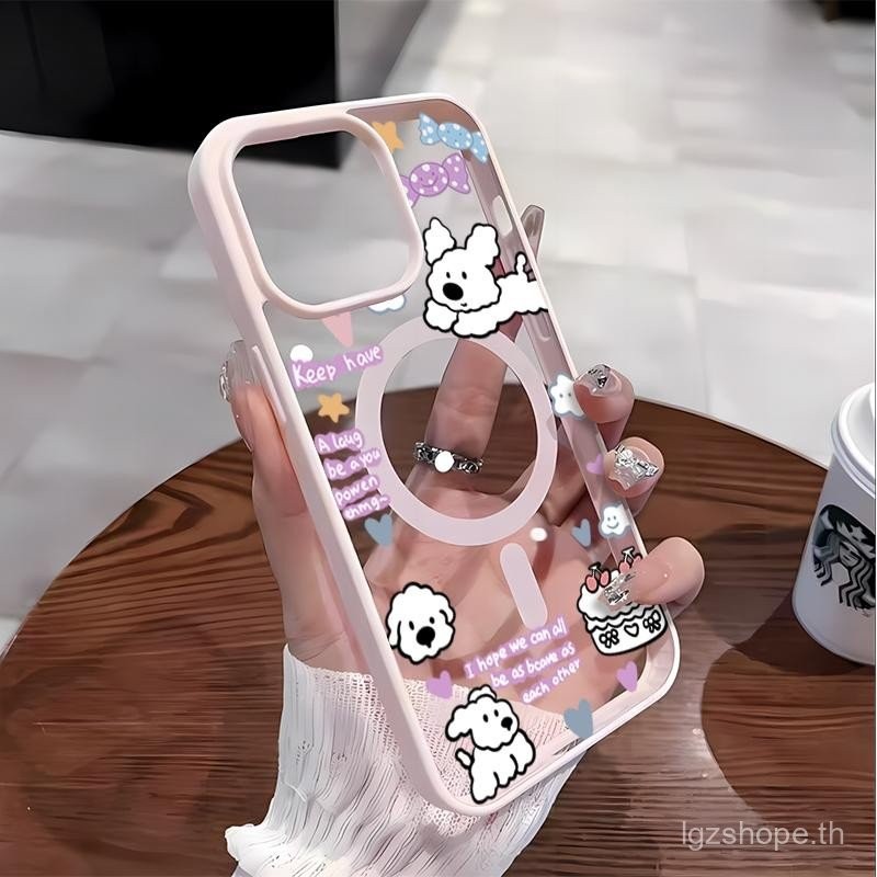 เคสโทรศัพท์ ดีไซน์สุนัข สำหรับ iPhone 11Pro 13Pro X XR 7 8 Plus เคสนุ่มแม่เหล็ก 11 12 13 14 15 ...