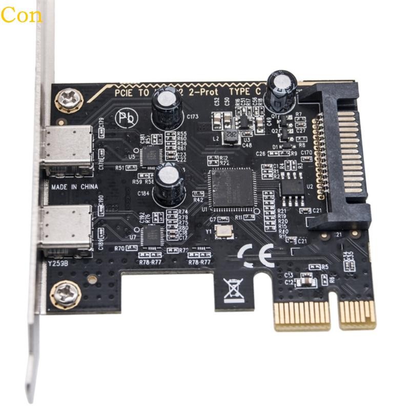 Con PCIe USB 3 2 GEN1 การ์ด 2 พอร์ตประเภท C ASM1042 การ์ดขยายชิป 5Gbps ...
