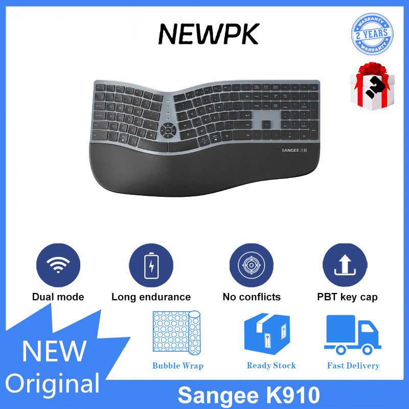 Sangee K910 คีย์บอร์ดไร้สาย สามโหมด ตามหลักสรีรศาสตร์ | Shopee Thailand