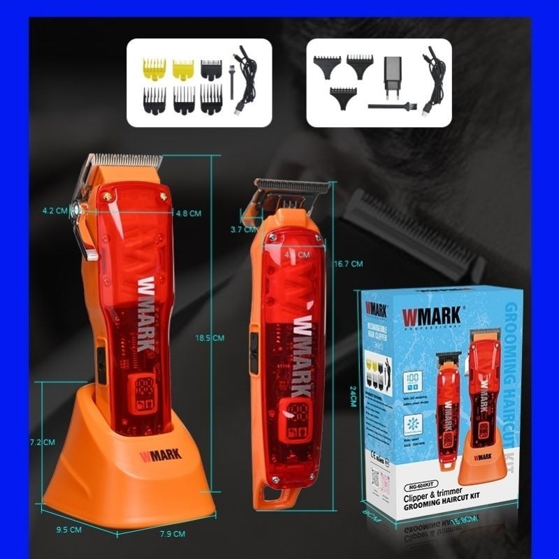 [เซ็ตคู่] Wmark NG-604 Clipper& trimmer Grooming Haircut Kit ปัตตา ...
