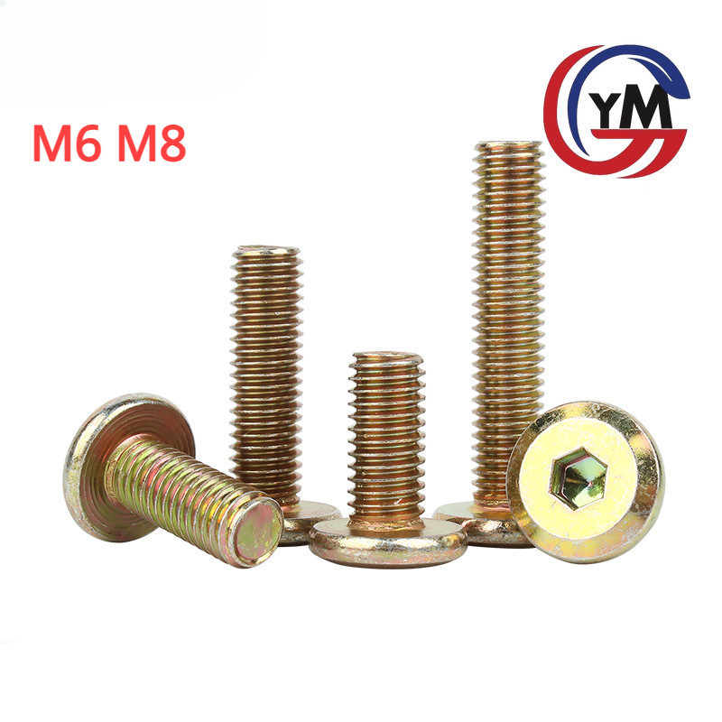 [YMH1]M6 M8 น็อต สกรู หัวจมแบน หัวกลมแบน งานเฟอร์ฯ สังกะสีสี เกลียวมิล หยาบ M6 M8/ Round Flat ...