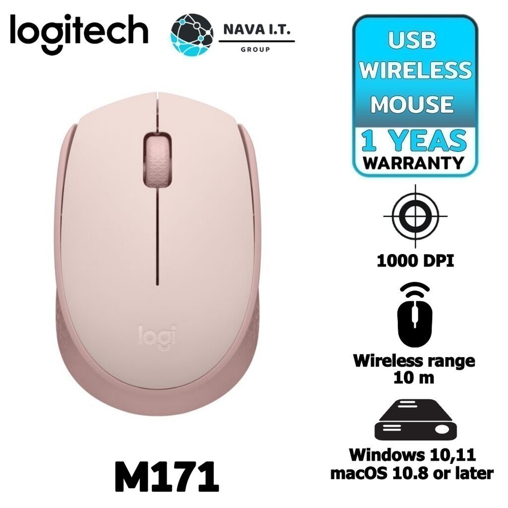 🛵มีส่งด่วน💨 LOGITECH เมาส์ไร้สาย WIRELESS MOUSE รุ่น M171 PINK (ชมพู) รับประกัน 1 ปี | Shopee ...