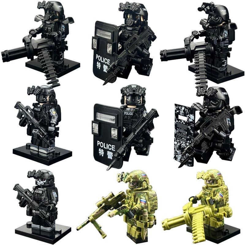 ใช้งานร่วมกับเลโก้บล็อกตัวต่อ Minifigures การพิมพ์สี่ด้านกองกําลังพิเศษ ...