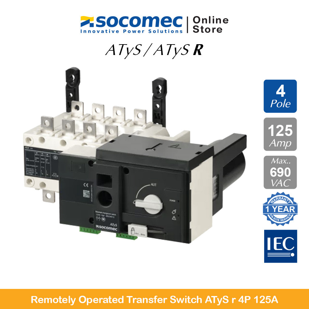 Socomec Remotely Operated Transfer Switch ATyS r 4P 125A | 95234012 | Socomec | Shopee Thailand