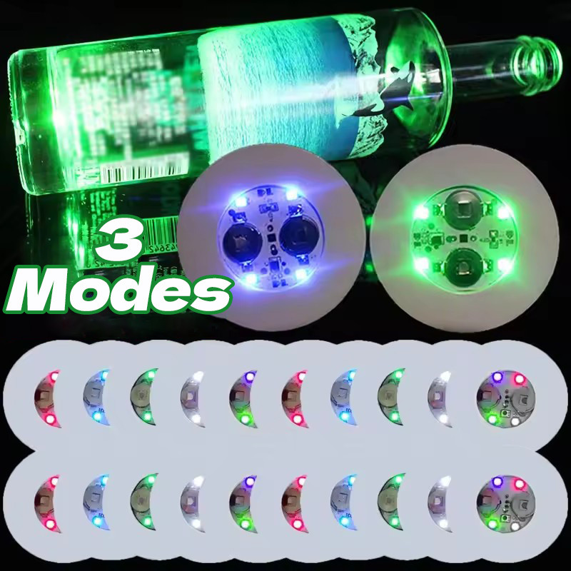 3 โหมด LED Luminous Coaster สติกเกอร์/แบตเตอรี่เรืองแสงใน Dark ถ้วย/Bar ...