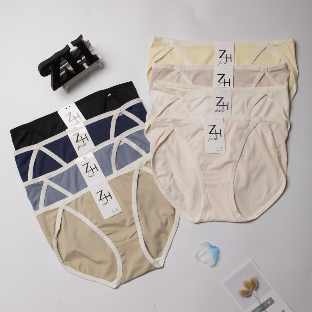 zh-forever.307 กางเกงชั้นในผู้หญิงเอวต่ำ บิกินี่งานผ้าลื่น สินค้าพร้อม ...