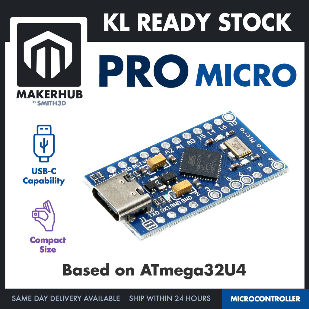 Pro Micro ATmega32U4 Arduino Leonardo Compatible Development Board Type C USB - แอปพลิเคชัน USB ...