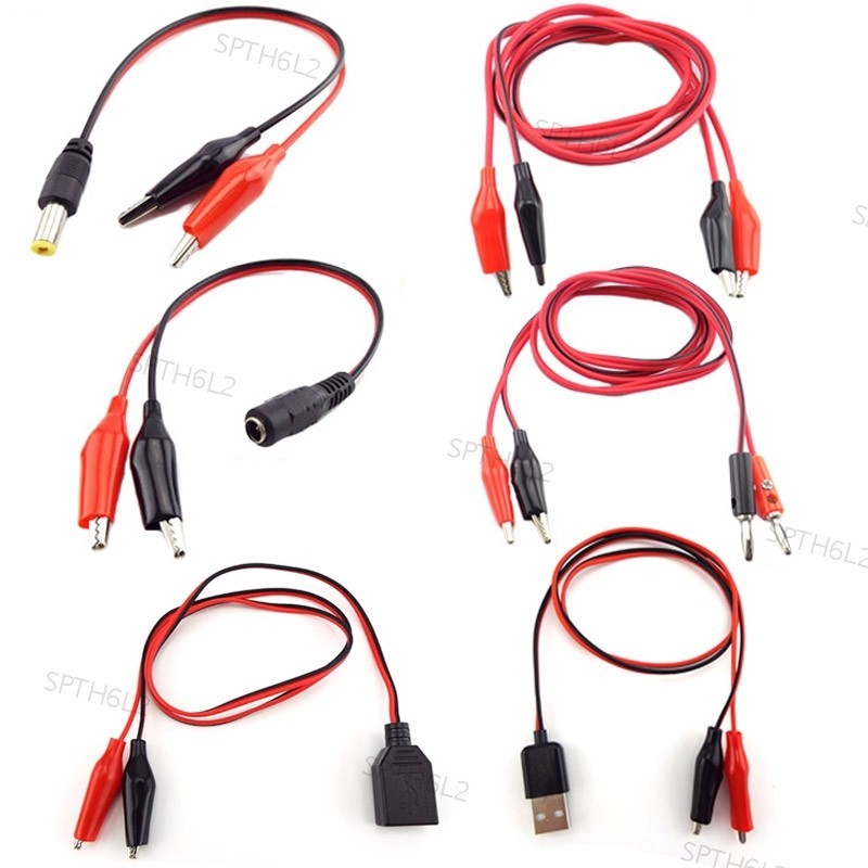 Jumper Wire Electric DIY Supply จระเข้ Cilps to USB Plug Test Cable ชาย ...