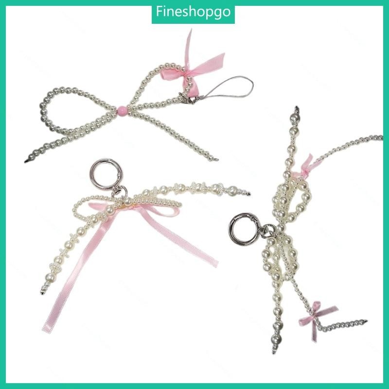 Fine Delicate ลูกปัดพวงกุญแจ Handmade Bows รูปพวงกุญแจไข ่ มุก Bowknot ...