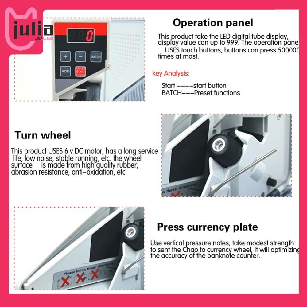 [ Julia1.th ] V40 Portable Mini Cash Count Money Currency Counter นับบิล EU ทั ้ งหมด | Shopee ...