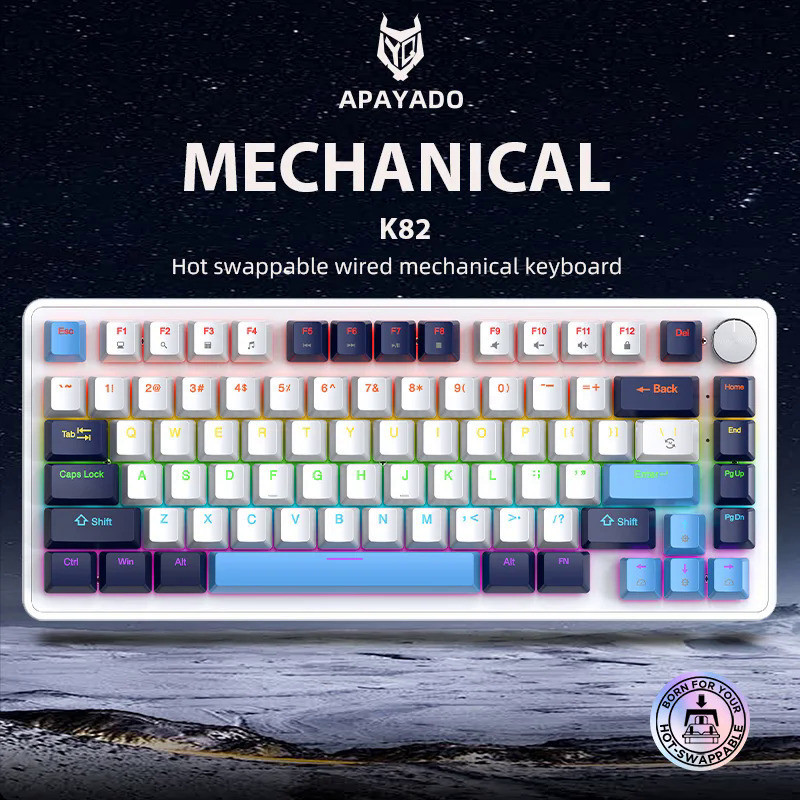 K82 Multifunctional Knob Wired Mechanical Keyboard,82 Keys,Full Key Hot ...