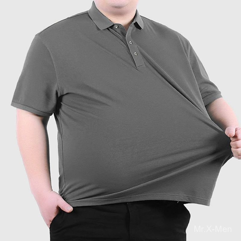 [M-8XL] เสื้อโปโลแขนสั้นขนาดบวกสำหรับผู้ชาย2025ใหม่หลวมน้ำหนักเกินสบายๆยืดด้านบน | Shopee Thailand