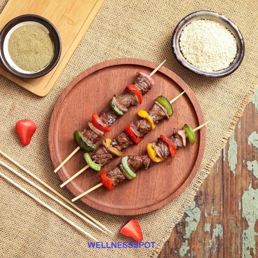 Wellnessspot ไม้เสียบบาร์บีคิว 500 ชิ้น, ไม้ไม้ไผ่พื้นผิวเรียบยาว, ธรรมชาติ Resilience ทิ้ง 20 ...