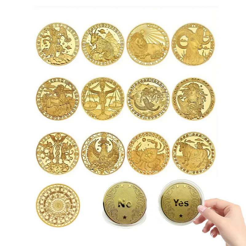 Zodiac Gold Plated Coin Collectible Gift Silvery Physical Collection ...