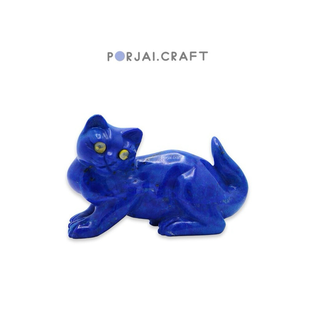 Lapis Lazuli Cat Carving ลาพิสลาซูลีแกะสลักรูปแมว | Shopee Thailand