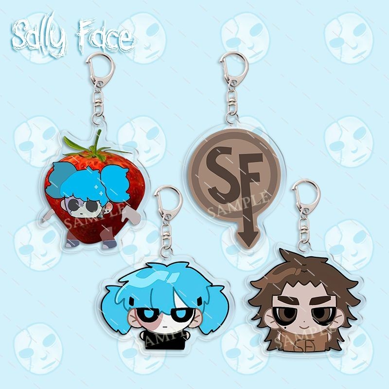 Sally Face Kawaii พวงกุญแจผู้หญิงน่ารักอะคริลิค Key Chain Man แหวน ...