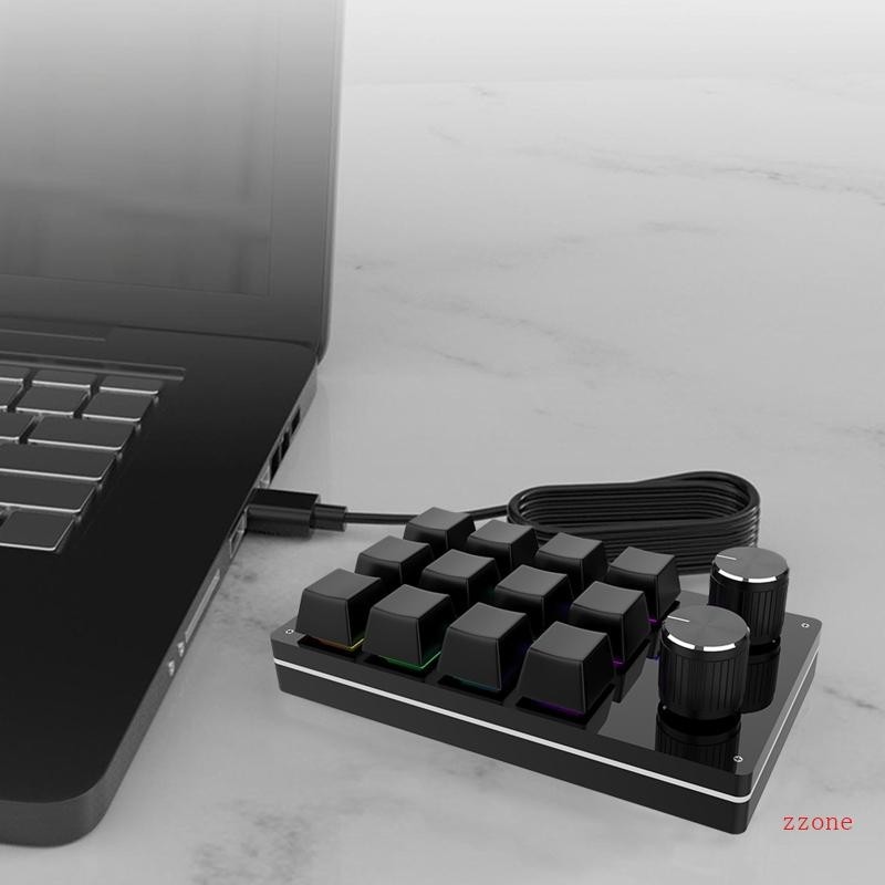 Zzz Macro Custom Gaming Keyboard 12 สําหรับคีย ์ + 2 ลูกบิดโปรแกรม ...